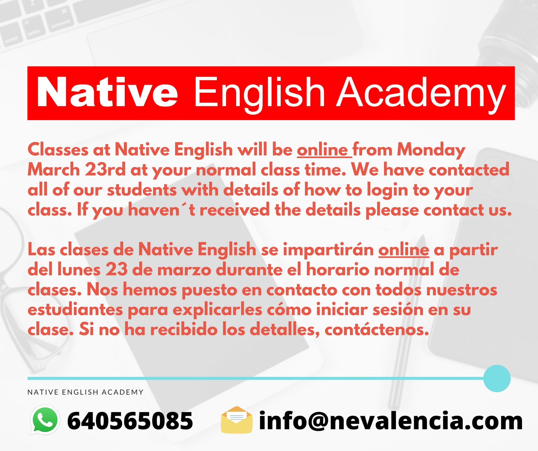 Native English classes go online – Native English Academy